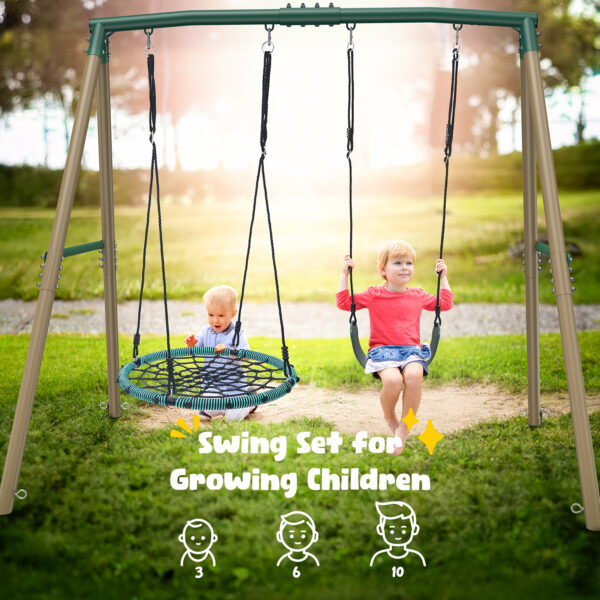 Hapfan 7.5ft Tall Swing Sets for Backyard, 500lbs Heavy Duty Swing Set ...